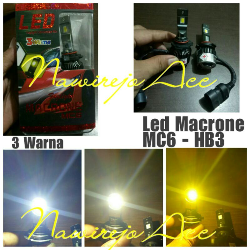 Jual Led Macrone MC6 Type HB3/9005 - 12V Super Terang 3 Warna | Shopee ...