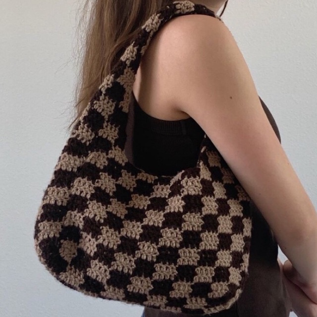 Jual crochet checkered bag (tas rajut handmade aesthetic pinterest ...