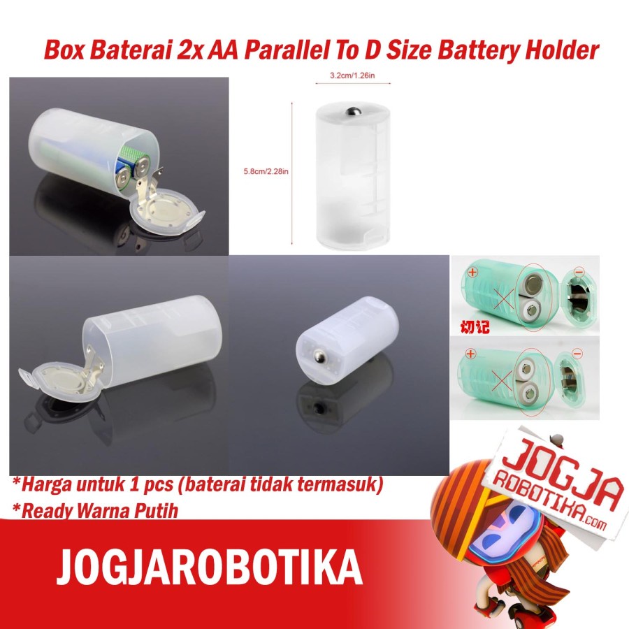 Jual Converter Box Baterai 2 pcs AA Parallel 2 x To D Size Battery ...
