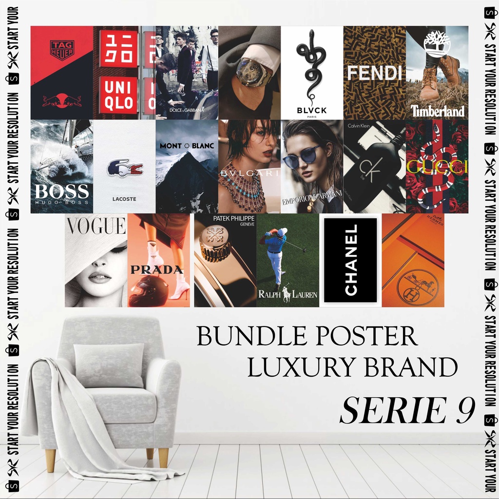 Jual Bundle Poster Dinding Aesthetic Brand Luxury Serie 9 | Poster ...