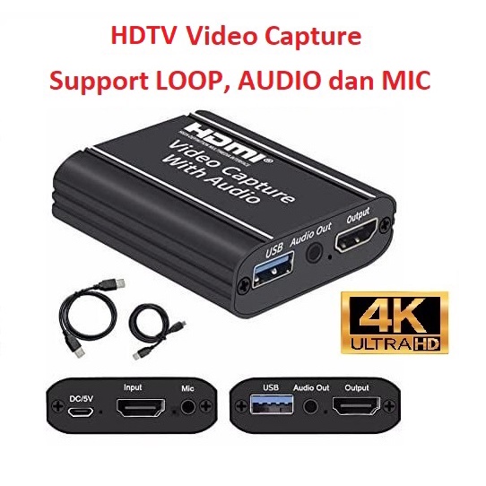 Jual HDMI Video Capture to USB with Loop Audio 4K Video Capture Card ...