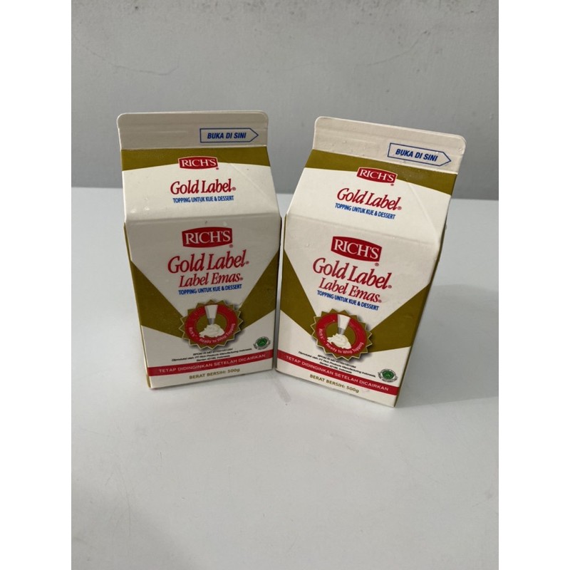 Jual Richs gold label non dairy whipping cream (1L & 500ml) | Shopee ...