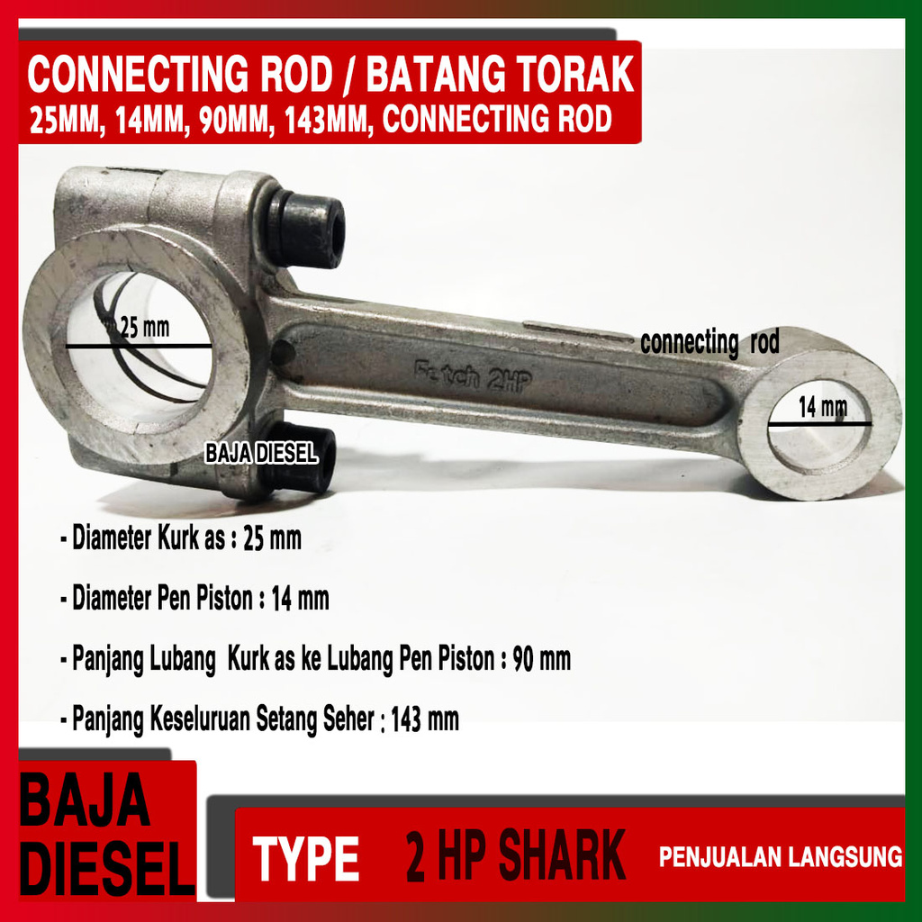 Jual Connecting Rod / Stang piston Mesin Compressor Angin FETCH 2 HP 1 ...