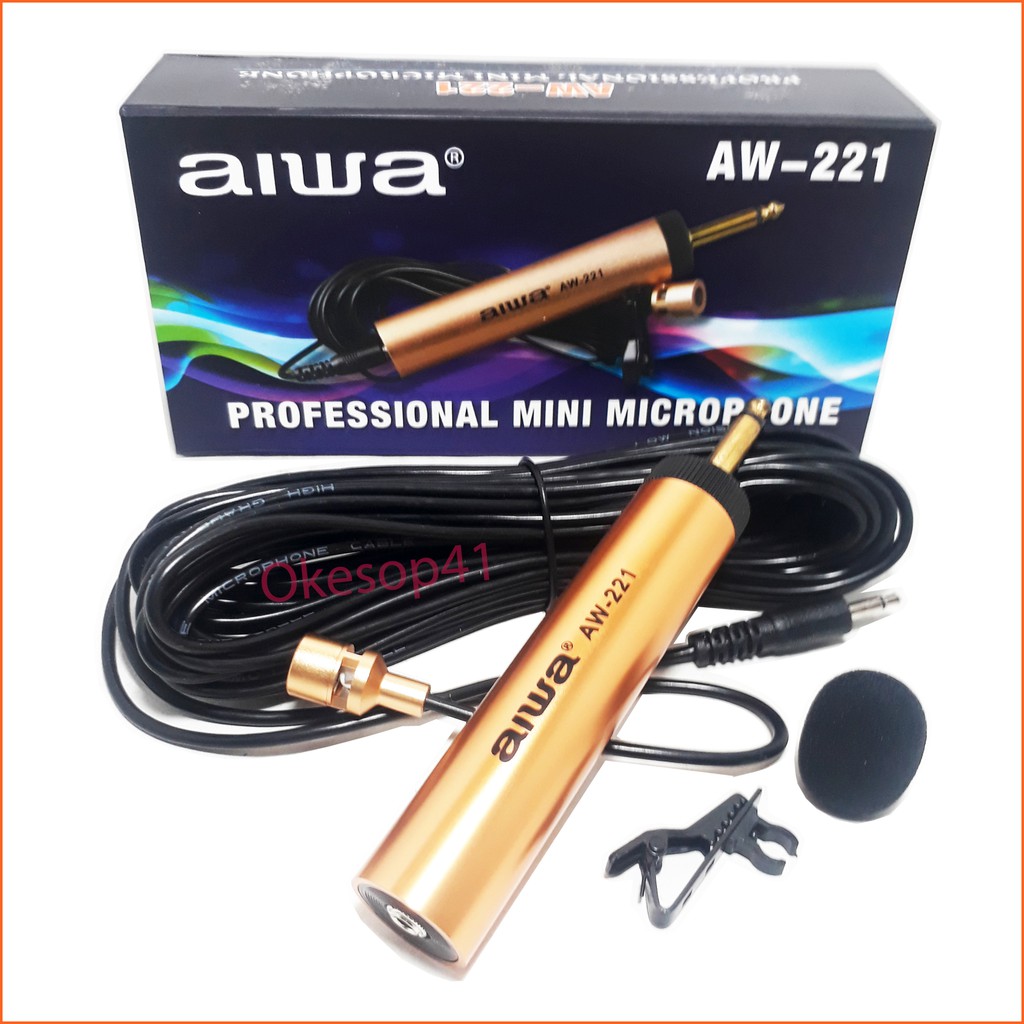 Jual Aiwa Microphone Clip On AW-221 Mic Jepit Mic Imam Kabel | Shopee ...