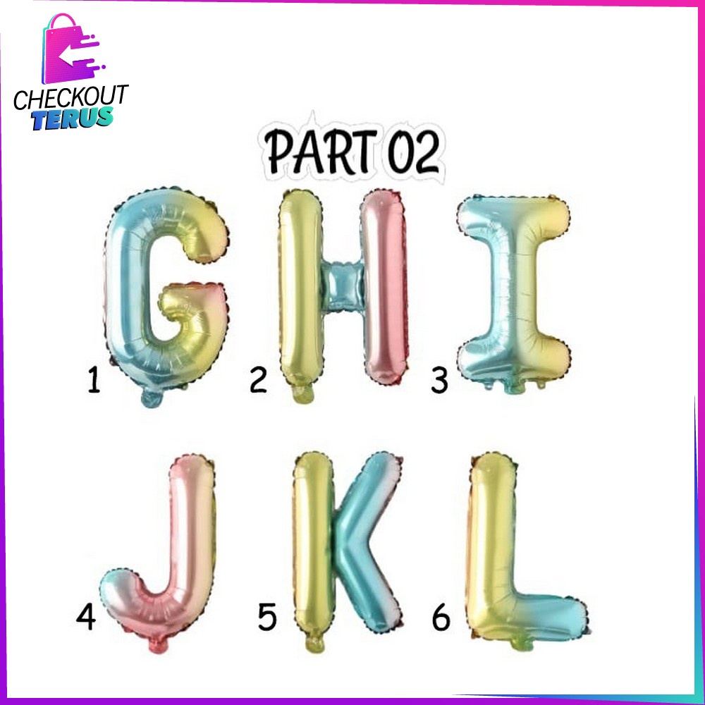 Jual CT C390 Ballon Foil Gradient Polos Abjad Alphabet Balon Huruf A-Z ...