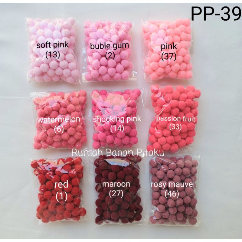 Jual (PP-39) POM POM HALUS +- 1CM, HARGA per-BUNGKUS ( ISI +-100 BIJI ...
