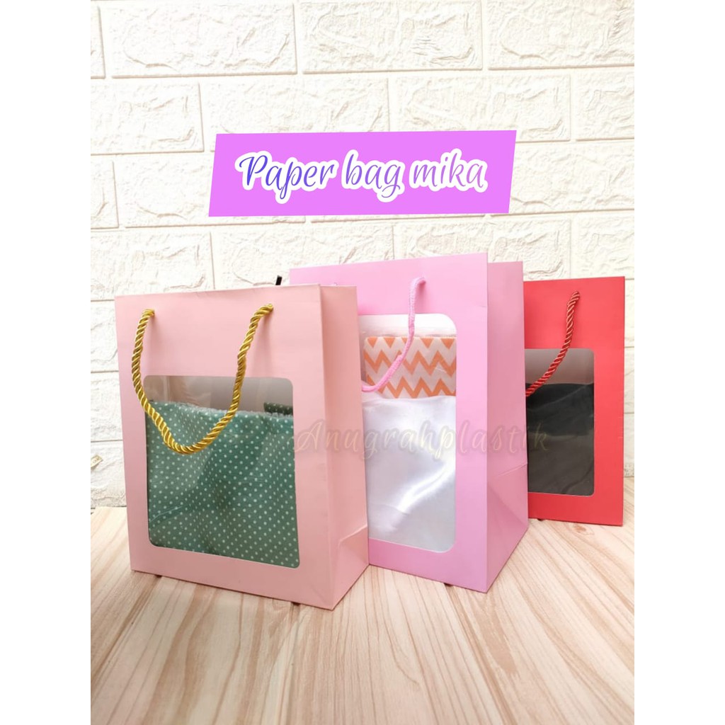 Jual Paper bag mika warna / tas kertas jendela / tas souvenir (per pcs ...
