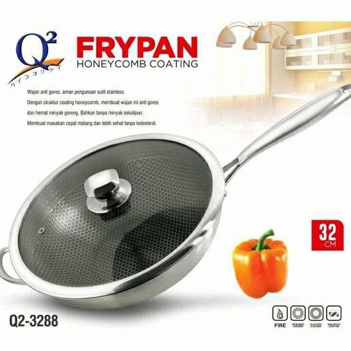 Jual WAJAN STAINLESS STELL FRYPAN WOK PAN 32 CM WAJAN LABA LABA FRYING ...