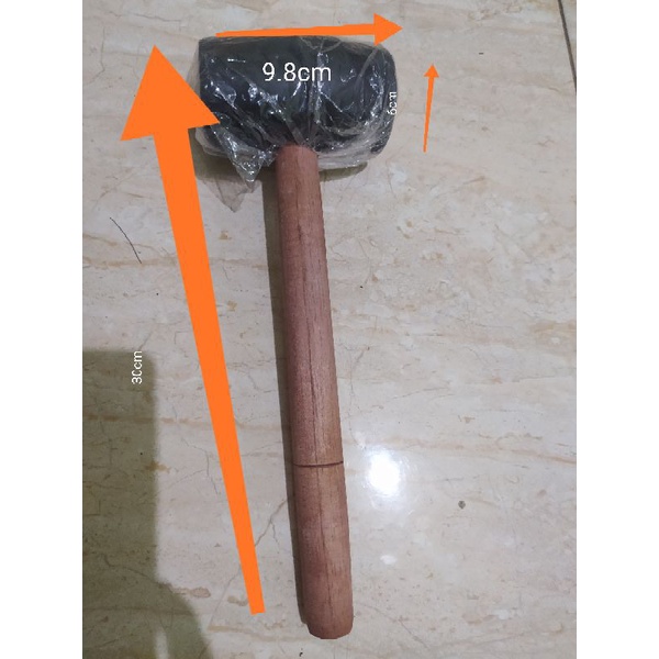 Jual palu karet palu keramik besar 16oz, gagang kayu, Panjang total ...