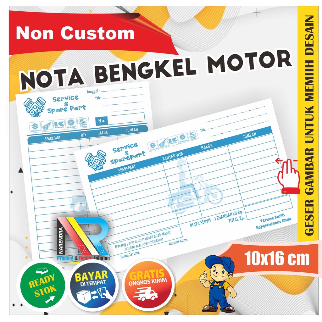 Jual Nota Bengkel Motor atau Servis Motor Grosir dan Eceran 2 ply ...