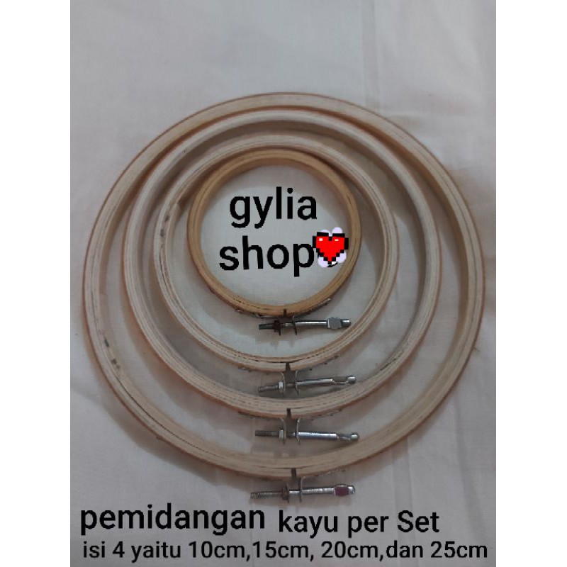 Jual Pemidangan Kayu per set isi 4 / Ram / Ring Sulam 10 cm, 15 cm, 20 ...