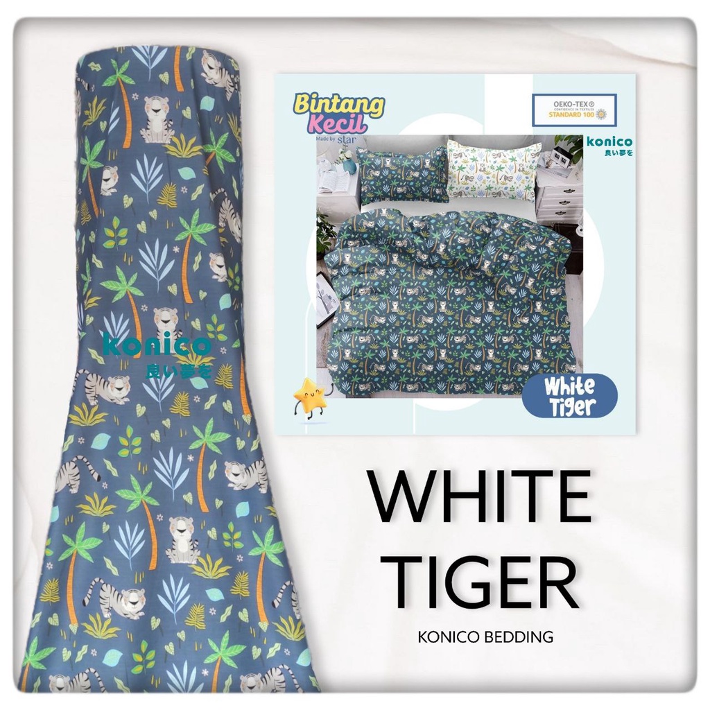 Jual KONICO Bahan Kain Sprei katun Motif tabur Anak WHITE TIGER NAVY | ELBHE STAR CATRA GROW ...