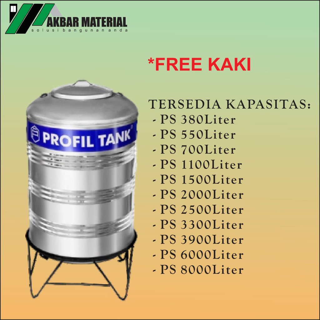 Jual TANDON AIR/PROFILTANK STAINLESS STELL PS1100 LITER FREE KAKI+POMPA ...