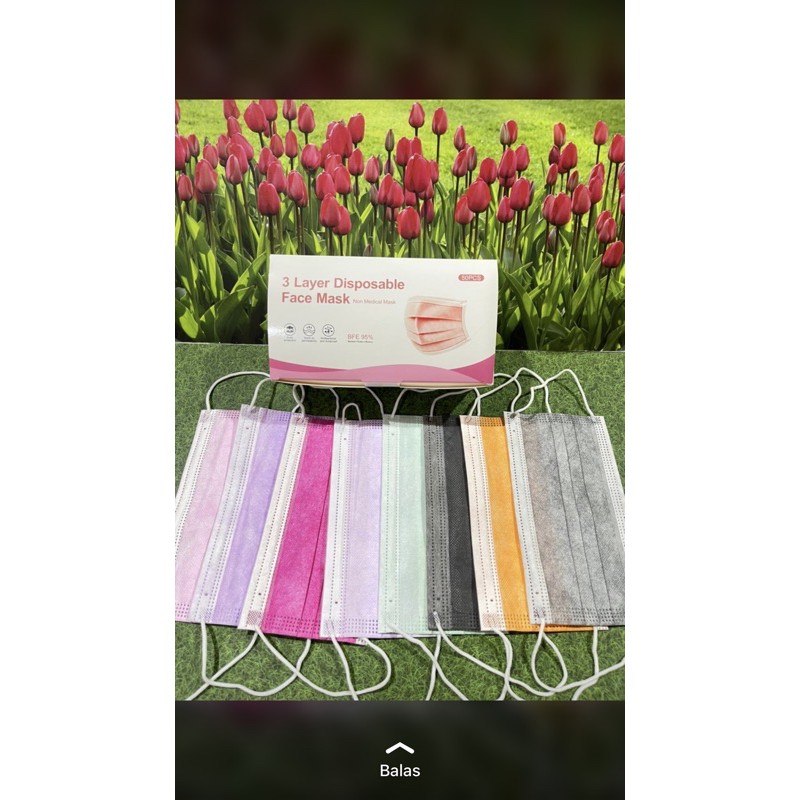 Jual MASKER WARNA 1BOX ISI 50 MIX WARNA PERBOX | Shopee Indonesia