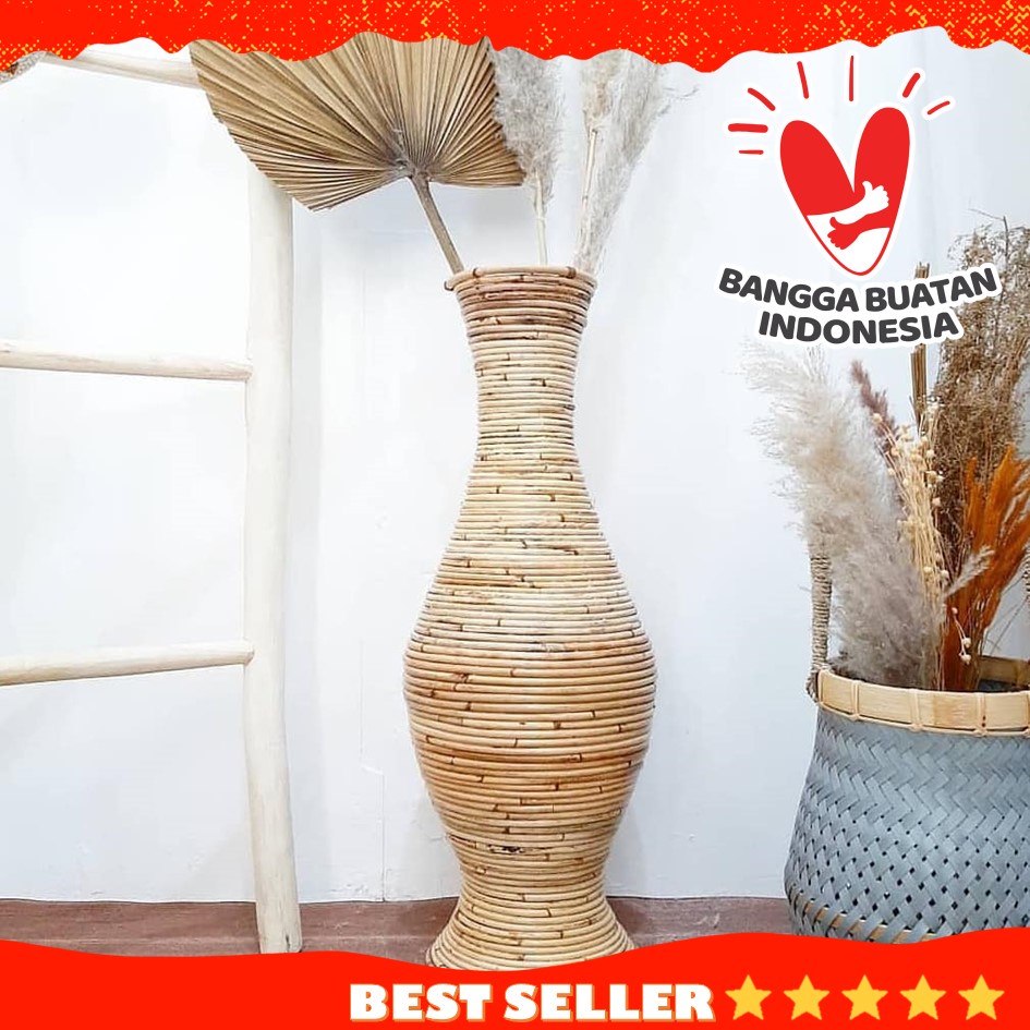 Jual Guci Vas Bunga Untuk Hiasan Dekorasi Ruang Tamu Bahan Rotan Alami ...