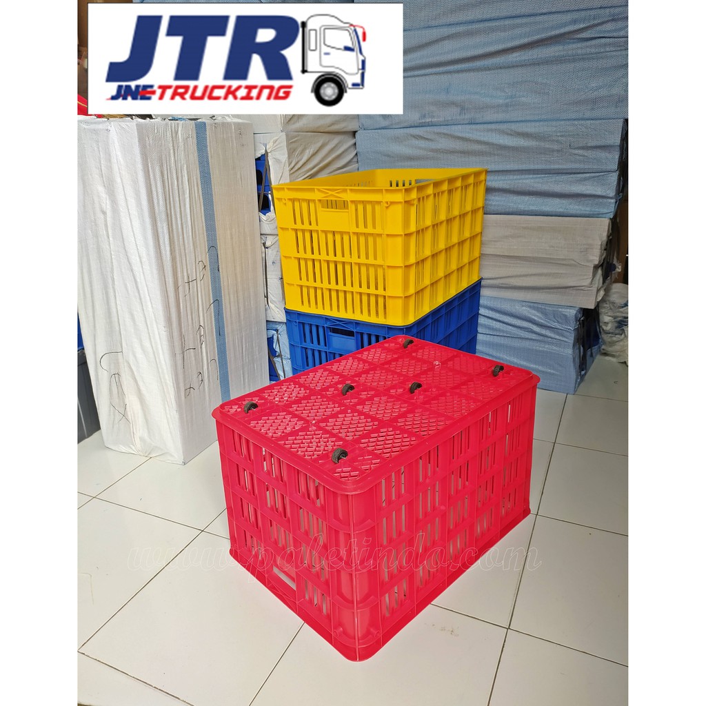 Jual Keranjang Plastik Besar + Roda 68 x 49x 42 Cm Kirim KARGO | Shopee ...