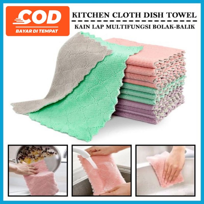 Jual Kain Lap Dapur Meja Piring Anti Minyak Microfiber Kitchen Towel ...