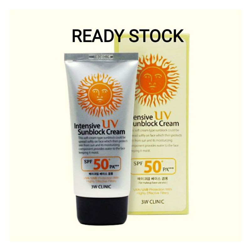Jual 3W Clinic Intensive UV Sunblock Cream 70ml Full Size | Shopee ...