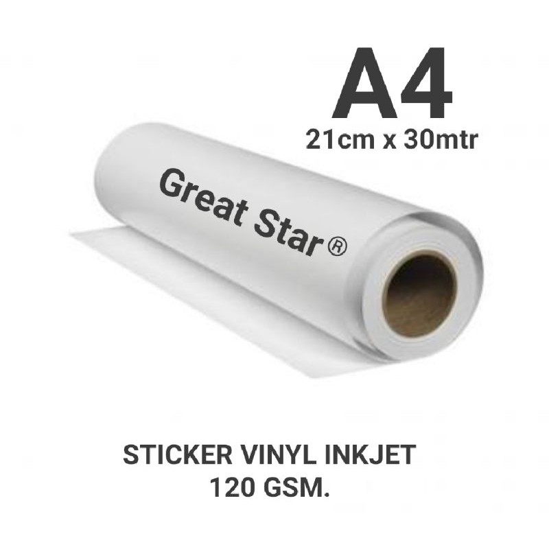 Jual Sticker Vinyl inkjet A4 roll 21cm x 30m x 120gsm | Shopee Indonesia