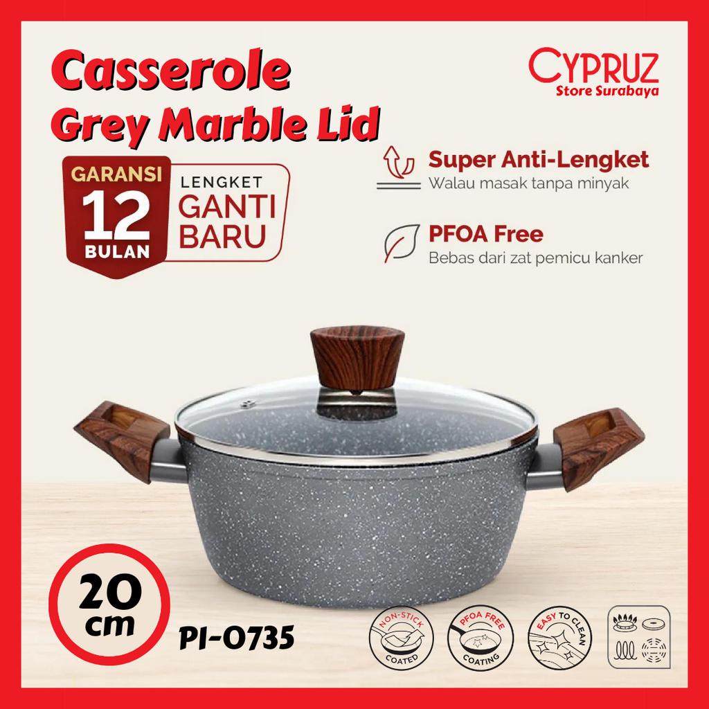 Jual Cypruz Wajan Anti Lengket Panci Marble Induksi 20cm + Lid PI-0735 | Shopee Indonesia