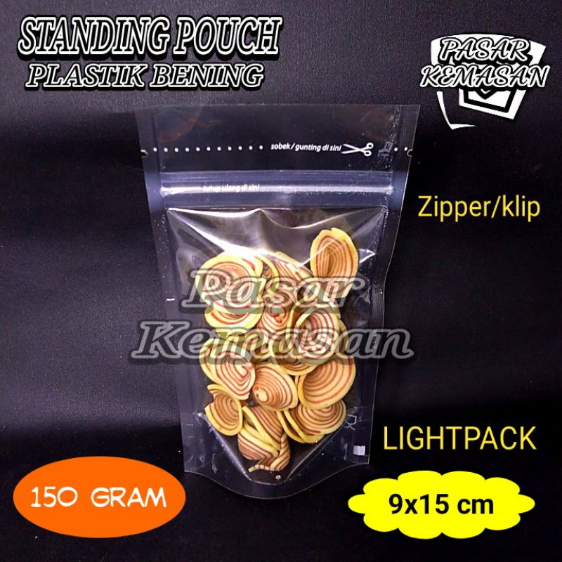 Jual STANDING POUCH LIGHTPACK 915 PLASTIK KEMASAN BENING 150 GRAM | Shopee Indonesia