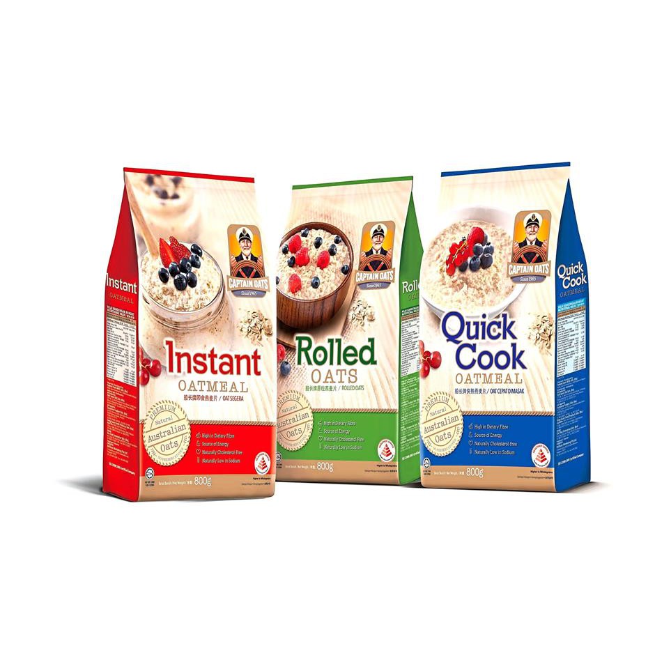 Jual CAPTAIN OAT oatmeal 800gr instant, quick cook quaker havermout ...