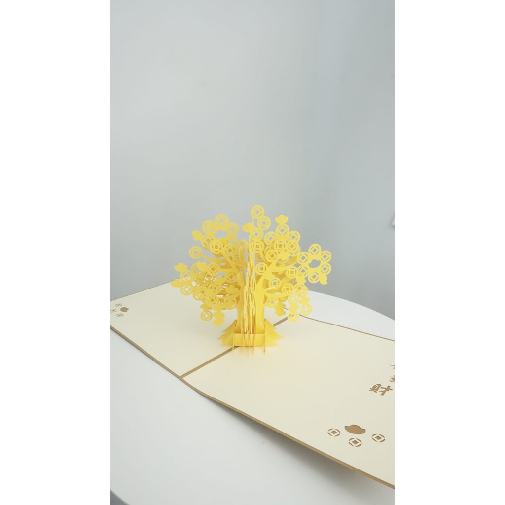 Jual kartu ucapan pohon emas gold tree 3D 4D greeting card gift card ...