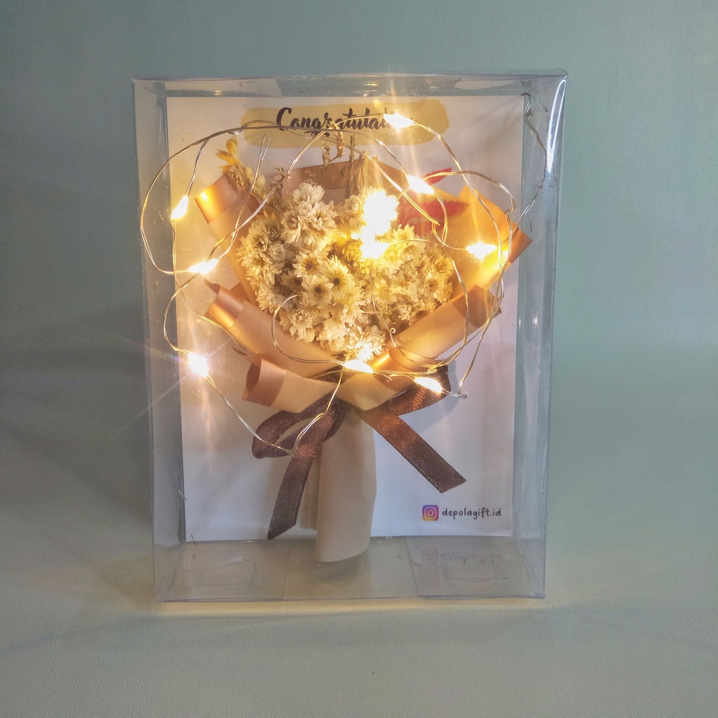 Jual MINI BOUQUET LED WITH TRANSPARANT BOX BUCKET BUNGA GIFT WISUDA ...