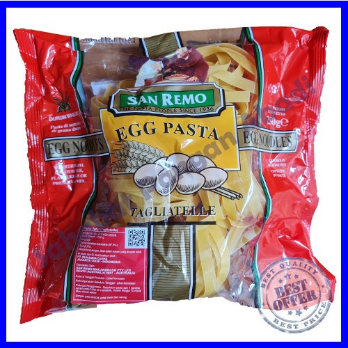 Jual Pasta gandum tagliatelle egg noodle kering San Remo 250 Gr ...