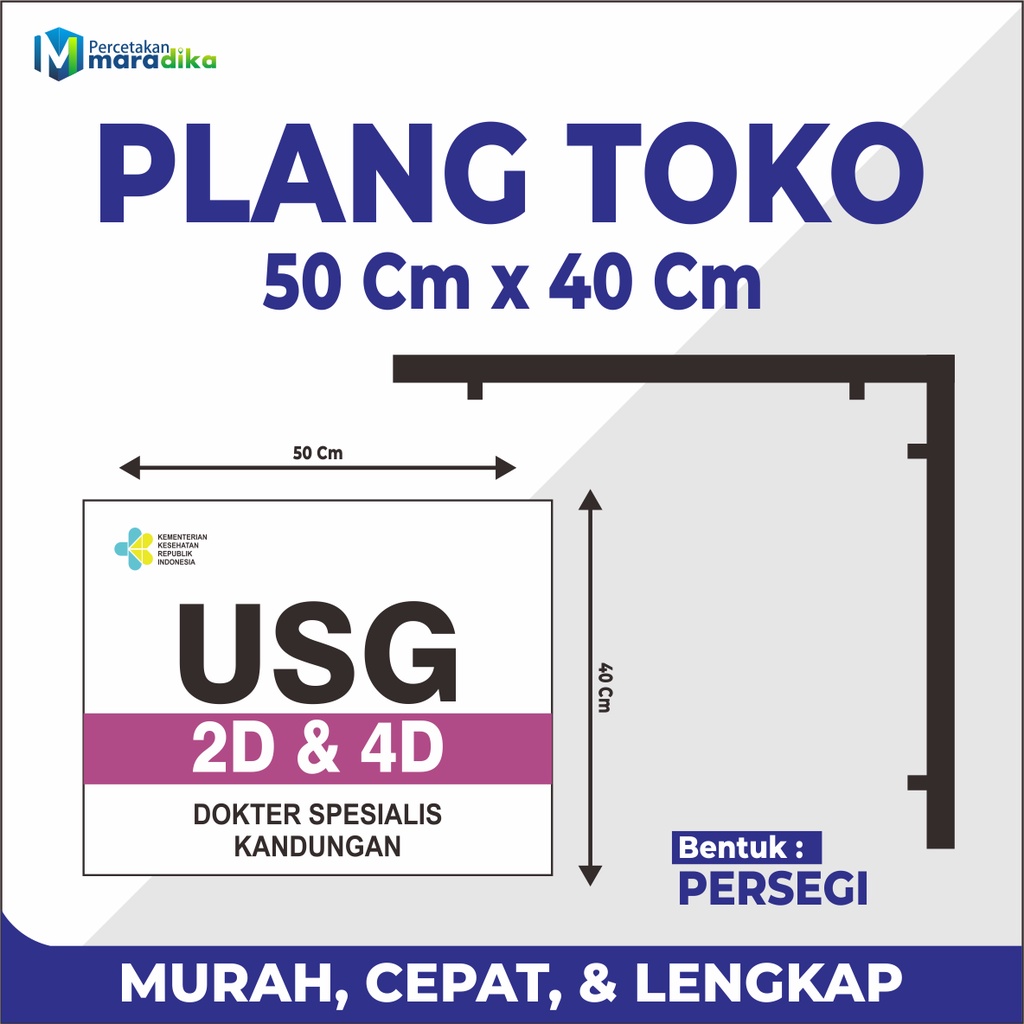 Jual Plang Toko/Kantor Custom Persegi Bahan Acrylic 2 sisi Ukuran 60cm x 40cm, 50cm x 40cm, 40cm ...