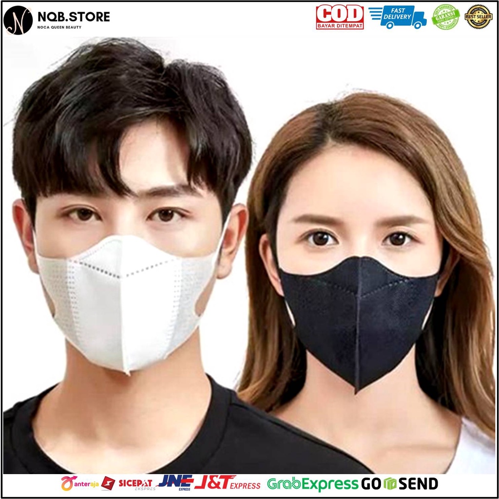 Jual NQB - PER BOX Masker Wajah DUCKBILL Garis PUTIH Hitam 1 KOTAK ...