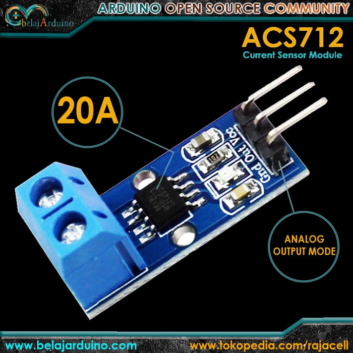 Jual ACS712 Current Sensor 20A Current Sensor Arus for Arduino | Shopee ...