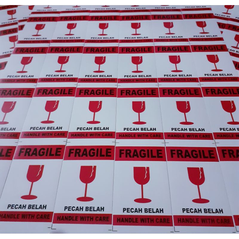 Jual (1pcs) Sticker label fragile,stiker label pecah belah,sticker ...