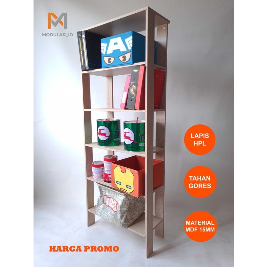 Jual BARU!!! Rak Buku 5 Susun / Rak kayu serbaguna / Lemari Terbuka ...