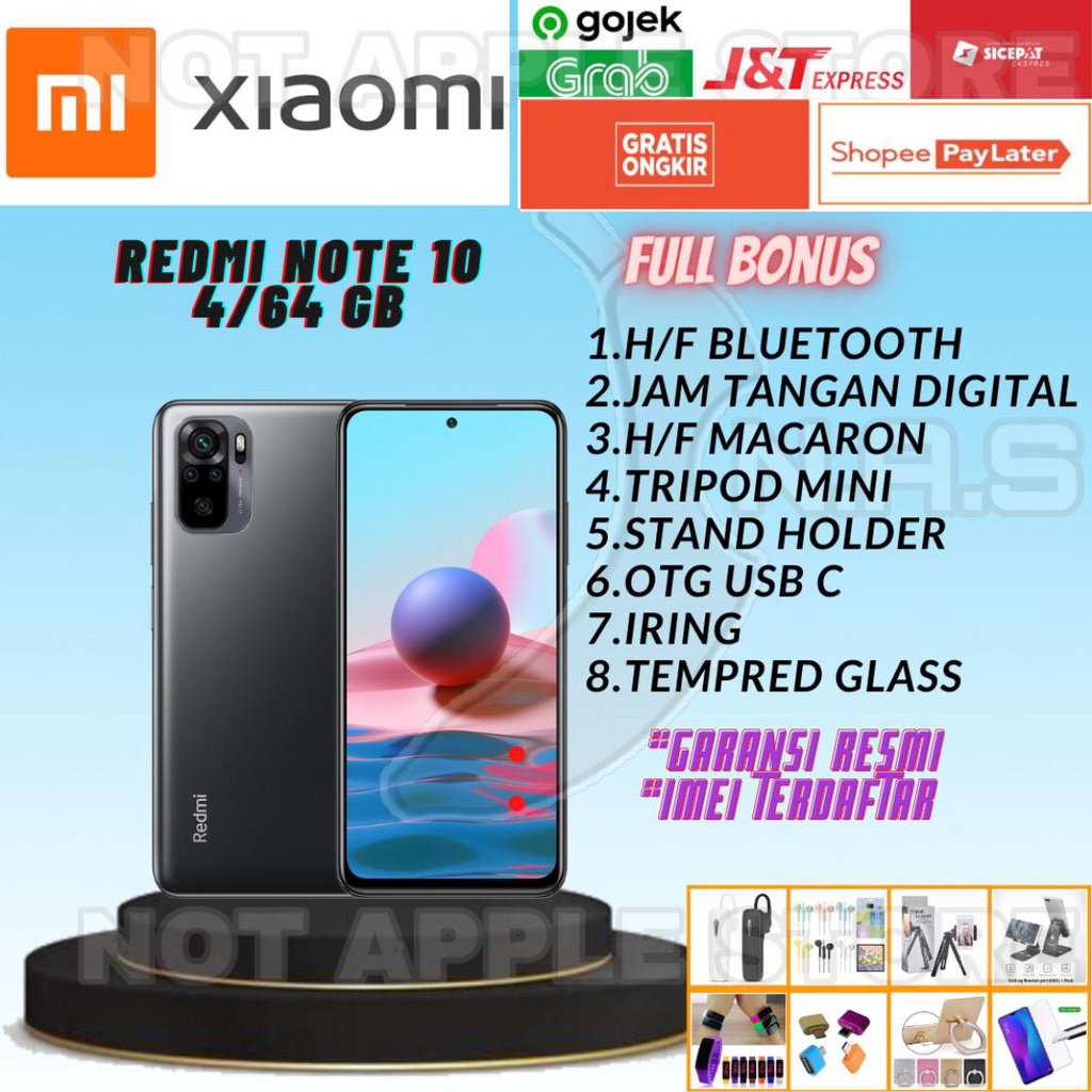 Jual XIAOMI REDMI NOTE 10 RAM 4/64GB NEW BARU GARANSI RESMI | Shopee ...