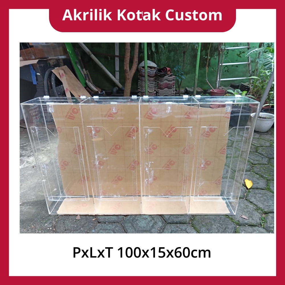 Jual Kotak Custom Akrilik Dimensi PxLxT 100x15x60cm Sekat 4 ruang ...
