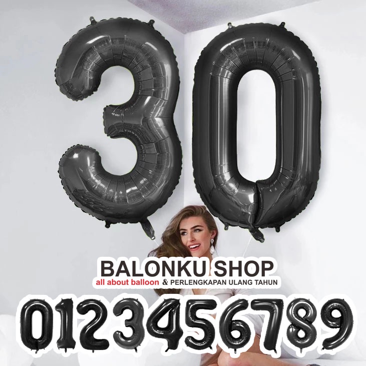 Jual Balon Foil Angka Jumbo Hitam 100 cm / Balon Angka Jumbo 100cm ...