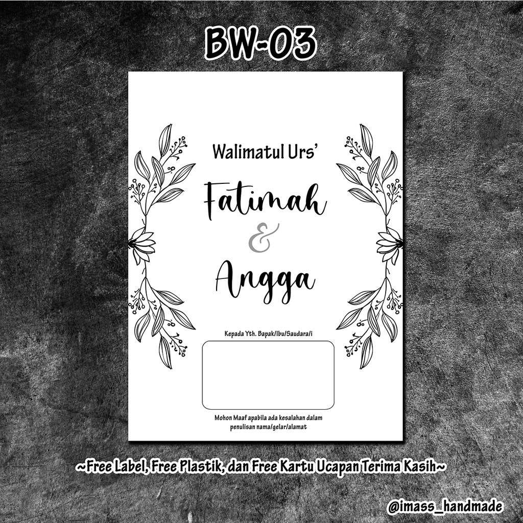 Jual Undangan BW/Undangan Black White/Undangan Simple/Undangan bandung ...