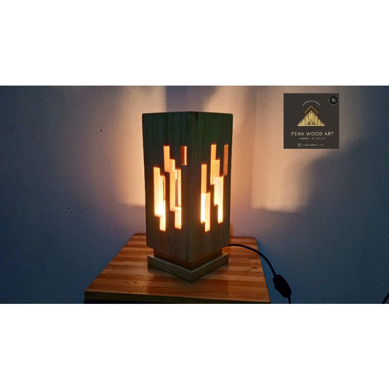 Jual Lampu meja tidur kayu /lampu meja hias kayu aesthetic minimalis ...