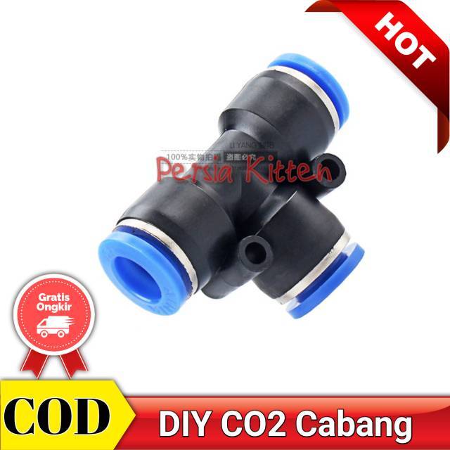 Jual Cabang Tiga untuk CO2 DIY Aquascape fitting T 6mm | Shopee Indonesia