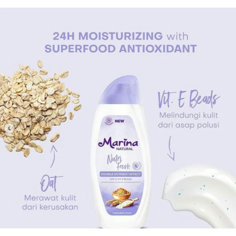 Jual MARINA Hand Body Lotion Natural Nutri Fresh -- 460ml/350ml/200ml/100ml ( VIOLET ) | Shopee ...