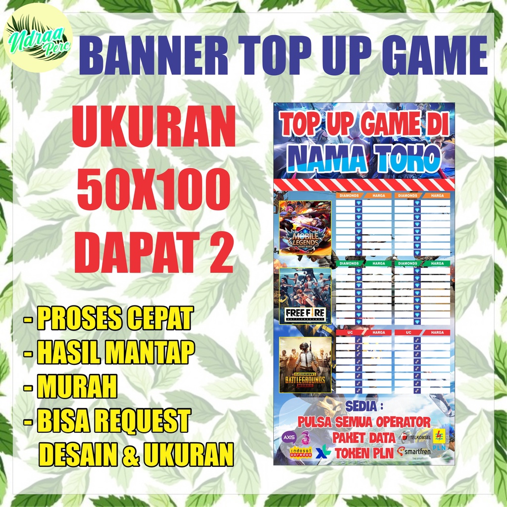 Jual Banner Top Up Game Ukuran 50X100 Dapat 2 - (A4) | Shopee Indonesia