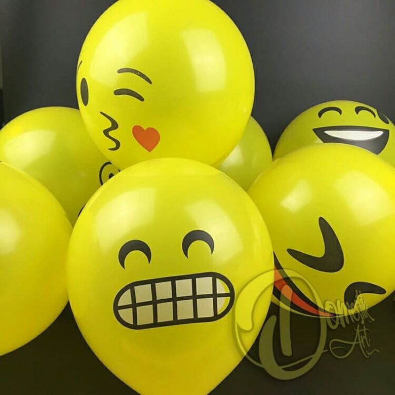 Jual balon latex emoji / balon motif emoticon / balon emoticon / balon ...