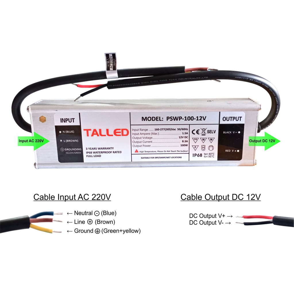 Jual POWER SUPPLY ADAPTOR TRAVO WATERPROOF DC 12V 100W GARANSI 3 TAHUN ...