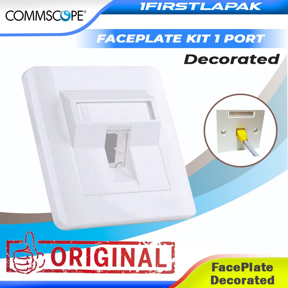 Jual Faceplate Kit Single Port RJ45 RJ11 Face Plate 1 Hole Modular Jack ...