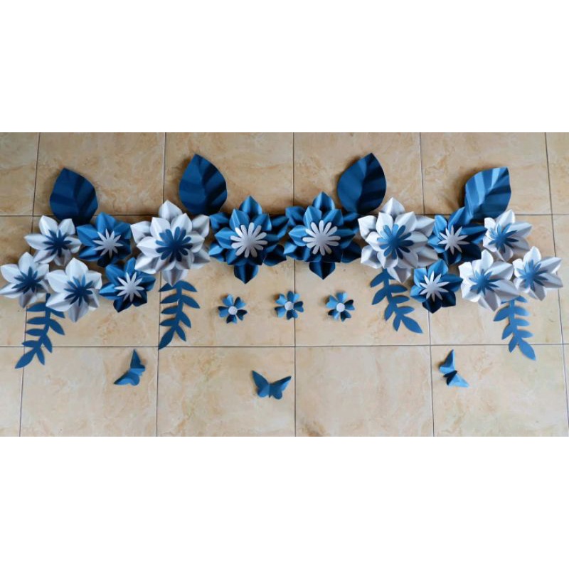 Jual ready paper flower dekorasi tunangan bunga kertas backdrop lamaran ...
