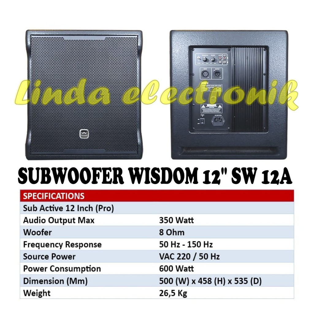 Jual SUBWOOFER AKTIF WISDOM SW-12A - 1PCS WISDOM SW12A WISDOW SW 12A ...