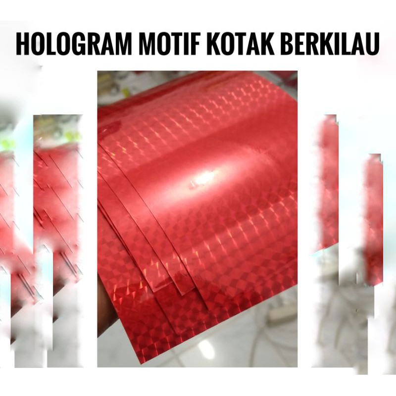 Jual Stiker Hologram Motif Kotak Berkilau Warna Merah Sticker | Shopee ...