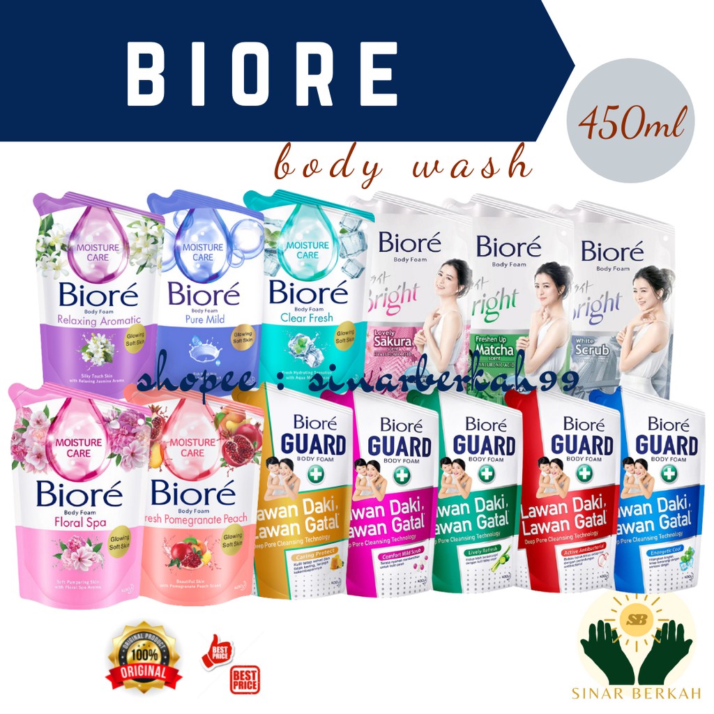 Jual Biore Body Wash Sabun Mandi Refill 220ML, 380ML | Shopee Indonesia