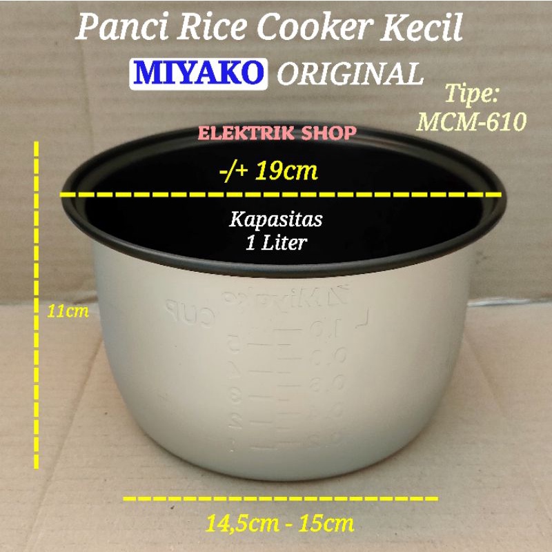 Jual PANCI RICE COOKER MIYAKO ORIGINAL 1 LITER MCM 610 DLL | Shopee ...